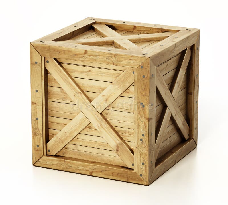 Wooden Crate Isolated on White Background. 3D Illustration Stock ...