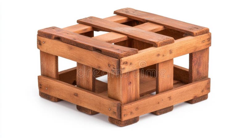 Wooden Crate with Openings on Isolated White Background Stock ...