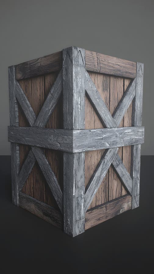 Wooden Crate with Rustic Design and Details Stock Illustration ...