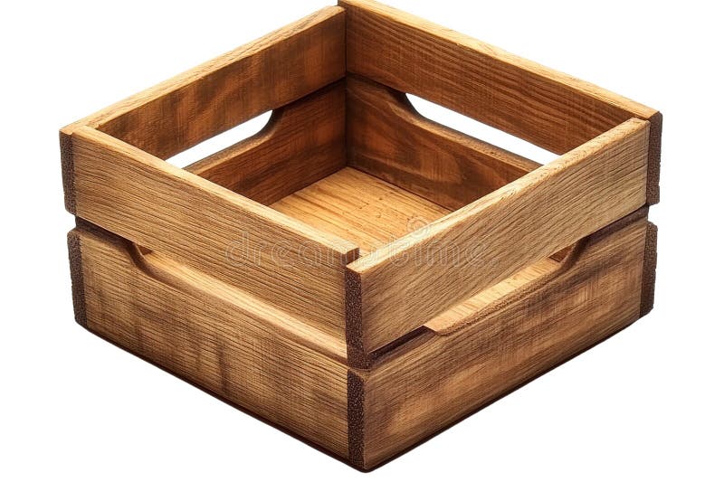 Wooden Crate Rustic Square Box Isolated on White Stock Image ...