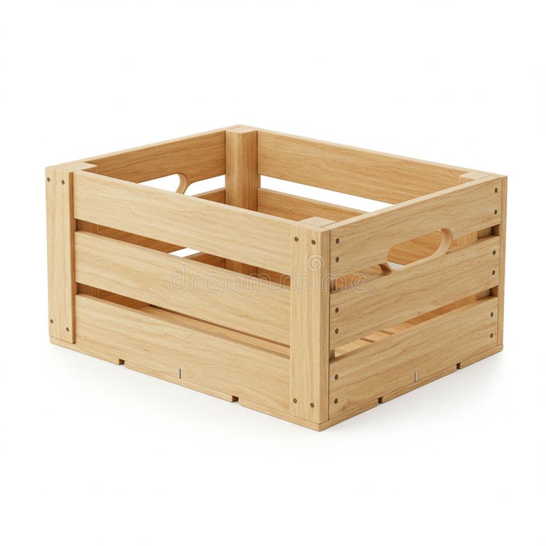 Wooden Crate with a Simple, Rectangular Design Featuring Light Brown ...