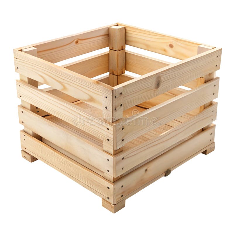 Wooden Crate Top and Side View Isolated on White Background Stock ...