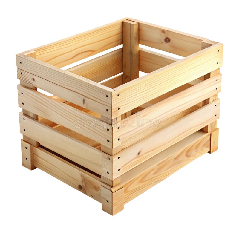 Wooden Crate Top and Side View Isolated on White Background Stock ...