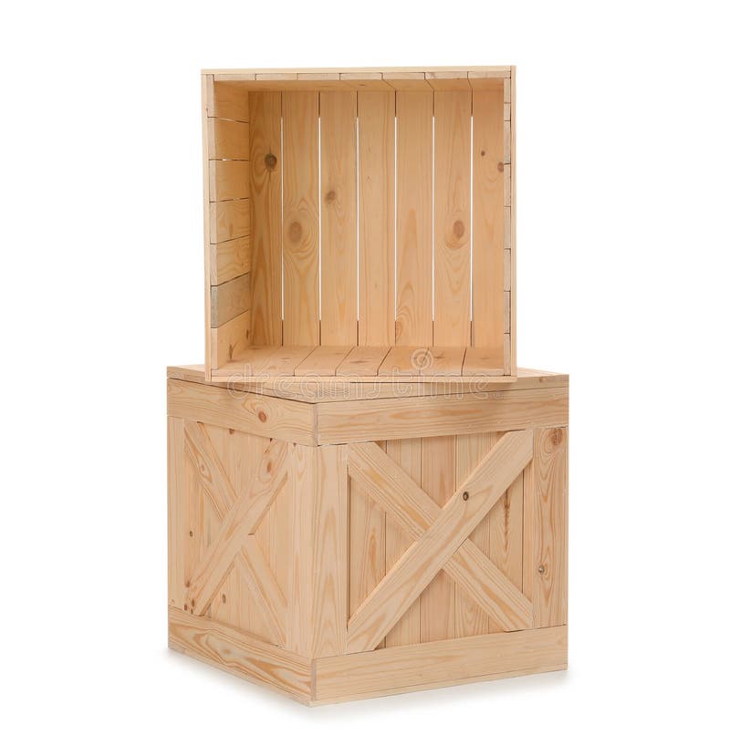 Wooden Crates on White. Delivery Service Stock Image - Image of brown ...
