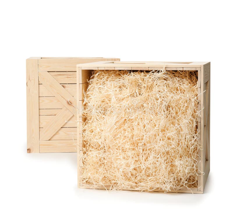 Wooden Crates on White Background Stock Image - Image of export, cube ...