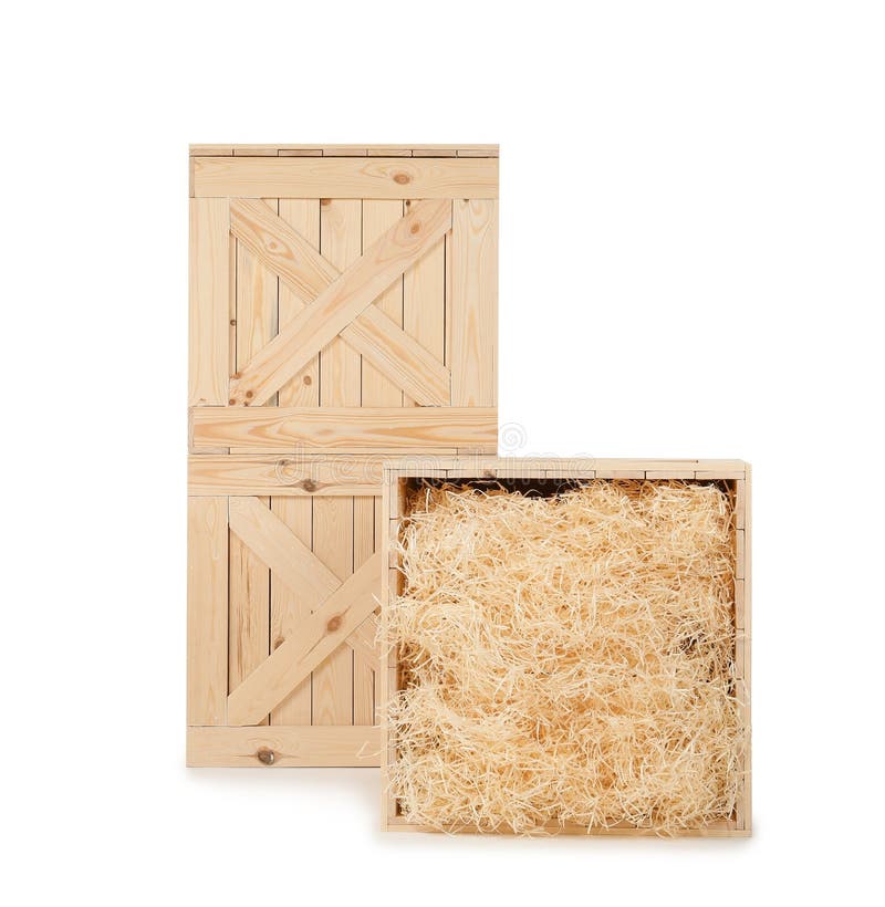 Wooden Crates on White Background Stock Image - Image of carpentry ...
