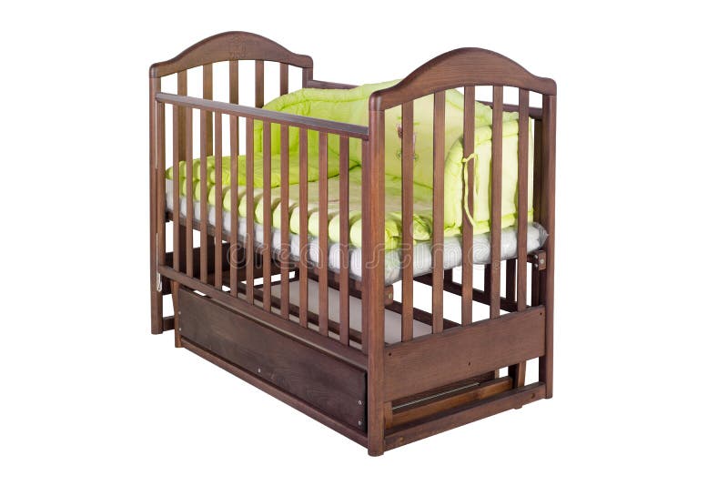 Wooden Crib Isolated on a White Background Stock Photo - Image of crib ...