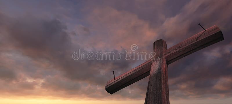 Shining Wooden Cross In Sky Stock Photo - Image of light, clouds: 13700654