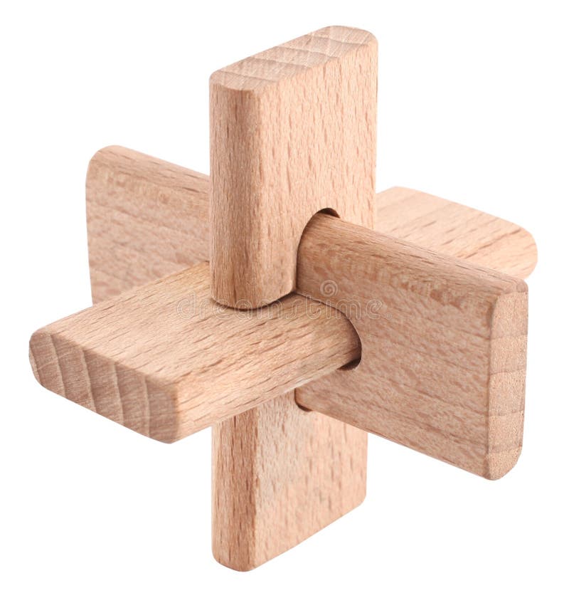 Wooden Cross Brain Teaser Puzzle Stock Image - Image of thinking, macro ...