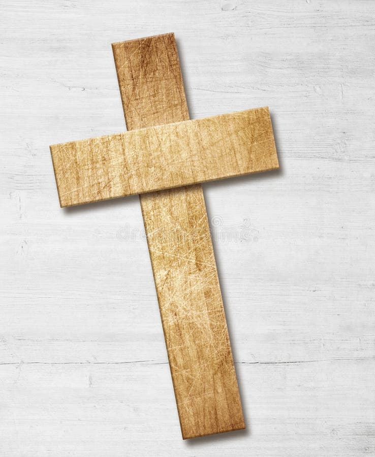 Wooden Cross on Brown Old Table Top Stock Image - Image of floor, sign ...