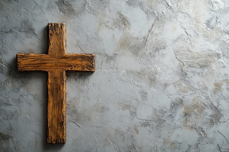 Wooden Cross Displayed on a Textured Gray Wall in a Serene Indoor ...
