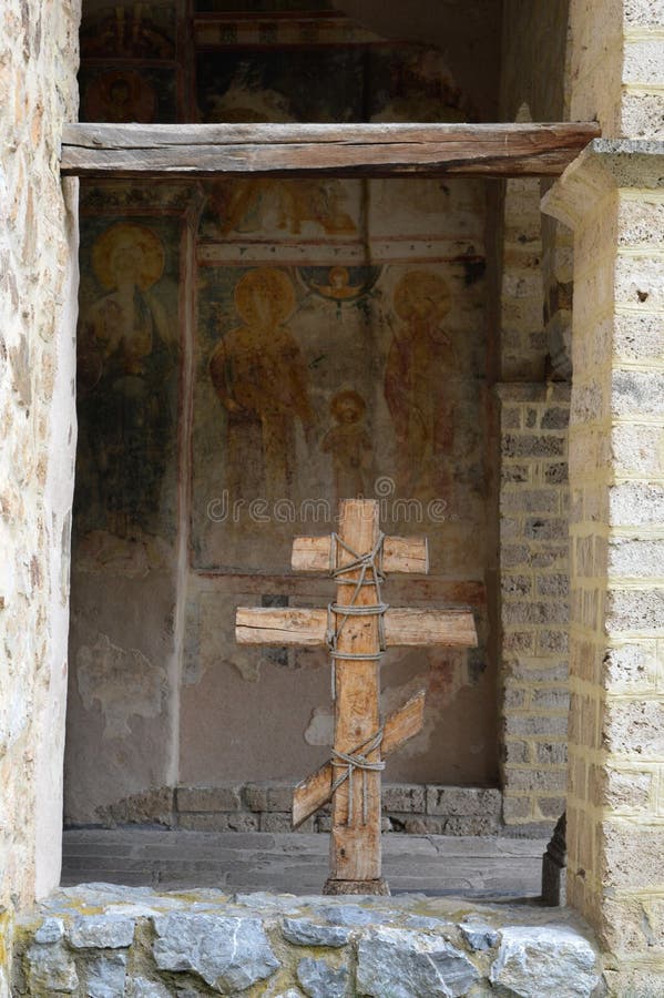 Wooden Cross in Front of an Orthodox Monastery Stock Image - Image of ...