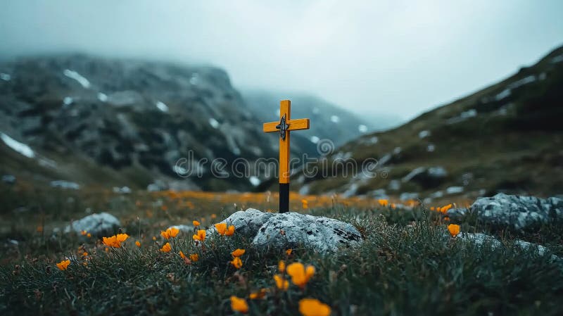 Wooden Cross Middle Field Flowers Stock Photos - Free & Royalty-Free ...