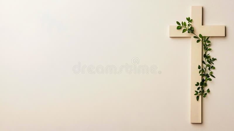 A Wooden Cross with a Plant Growing Out of it Stock Photo - Image of ...