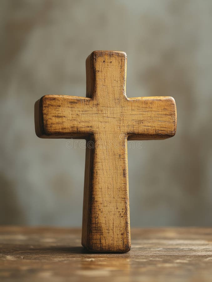 Wooden Cross Standing on a Rustic Surface Stock Image - Image of serene ...
