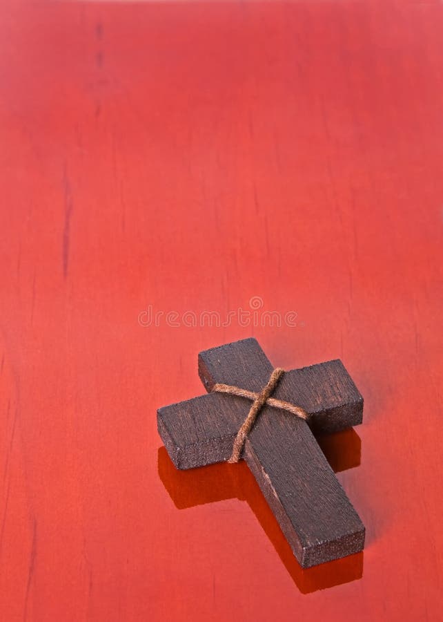 Wooden Cross on a Table, Lower Right Corner Stock Photo - Image of ...
