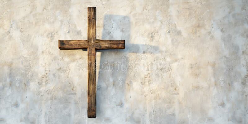 Wooden Cross on White Background Stock Illustration - Illustration of ...