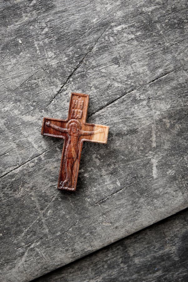 Wooden Cross on a Wooden Background Stock Image - Image of rustic ...