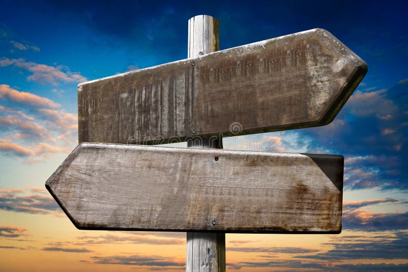 Wooden Crossroad Sign with Two Arrows Stock Image - Image of great ...