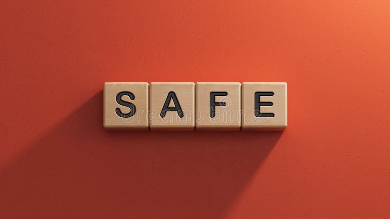 Wooden Cube Block with SAFE Business Word. Stock Illustration ...