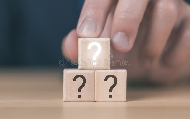 The Wooden Cube Block Shows a Question Mark Icon. Stock Image - Image ...
