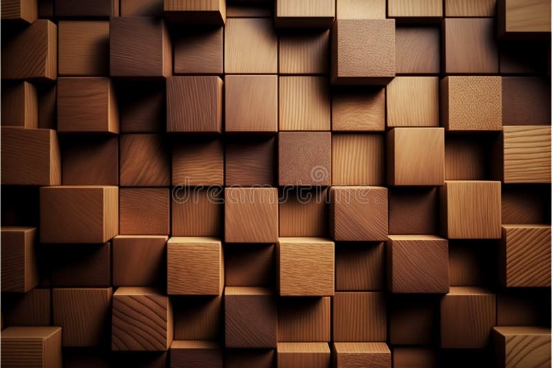 Wooden Cube Blocks Pattern Background. Generative Ai Stock Illustration ...