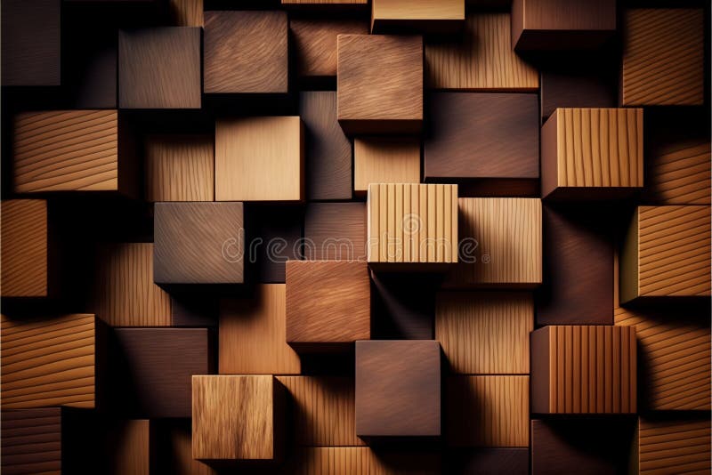 Wooden Cube Blocks Pattern Background. Generative Ai Stock Illustration - Illustration of ...