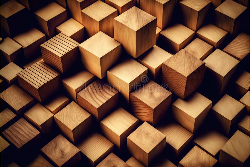 Wooden Cube Blocks Pattern Background. Generative Ai Stock Illustration ...