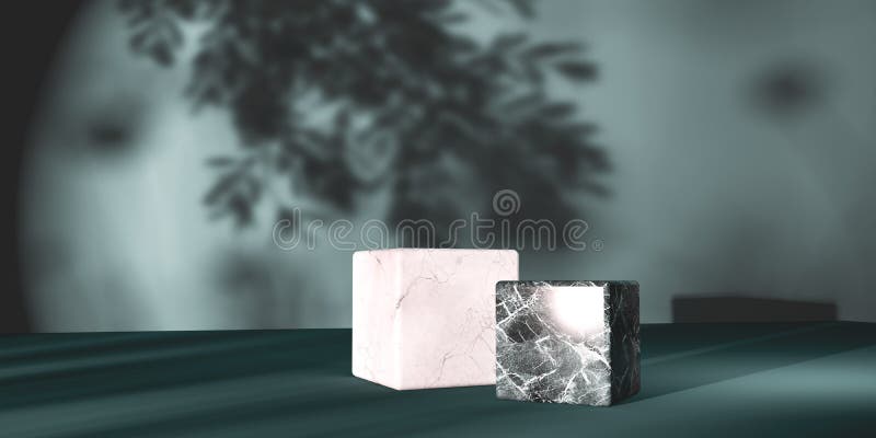 Wooden Cube Blocks in a Room with Shadow of Trees - 3D Stock ...