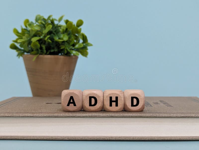 Wooden Cube on Book with Abbreviation ADHD Stock Image - Image of ...