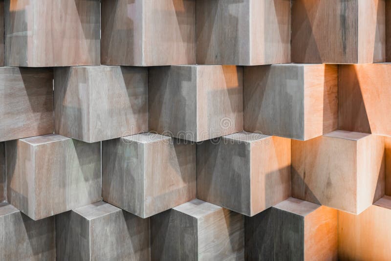 Wooden Cube Boxes Creating Abstract Geometric Wall Stock Photo - Image ...