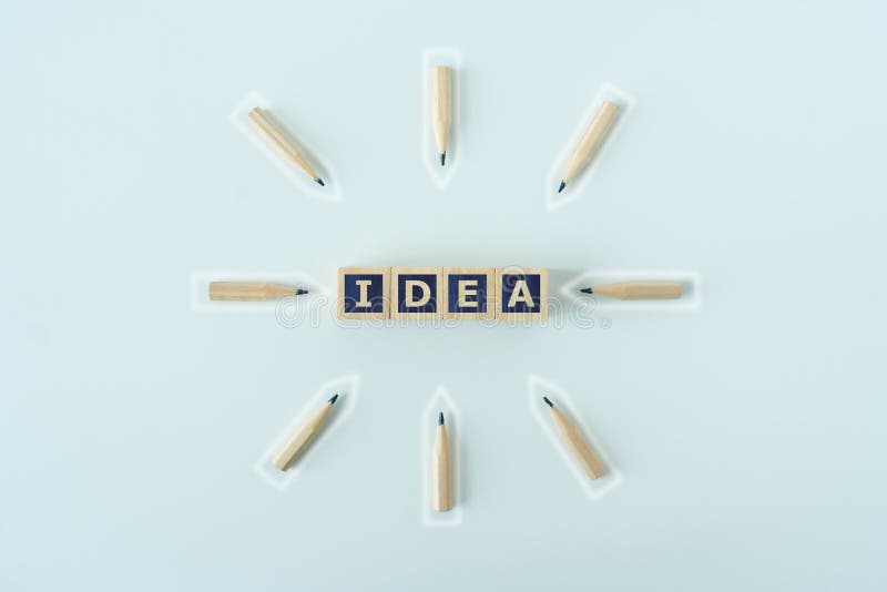 Wooden Cube with IDEA Wording and Pencil. Success Idea of Business ...