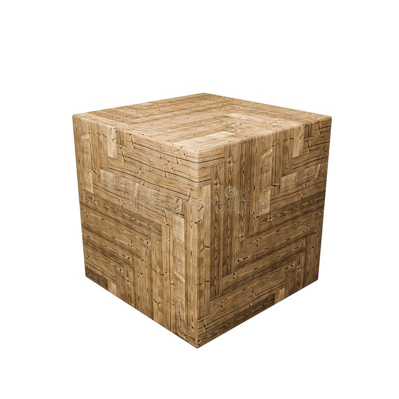 Wooden Cube Isolated on White Background Stock Illustration ...