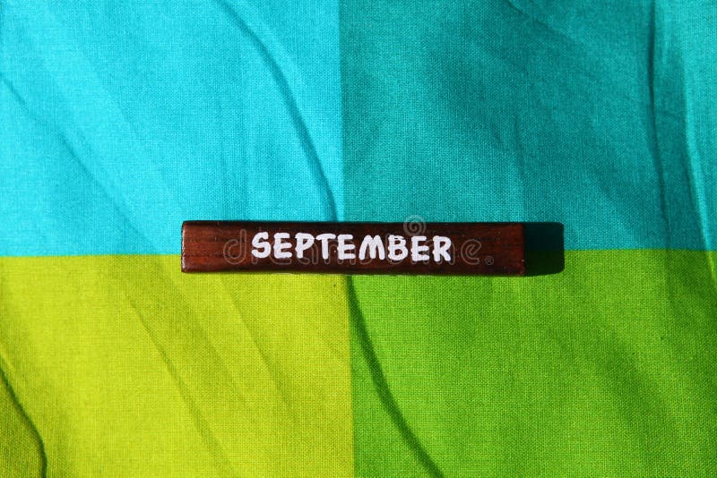 Wooden Cube with the Name of the Month. September Stock Photo - Image ...