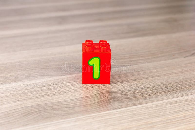 Wooden Cube with the Number One. Learning To Count with Numbers Stock ...