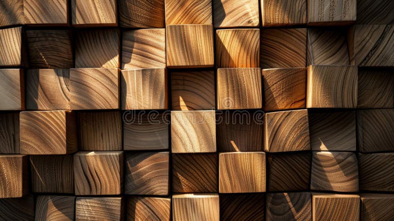 Wooden Cube Pattern with Sunlight Shadows Stock Photo - Image of light ...