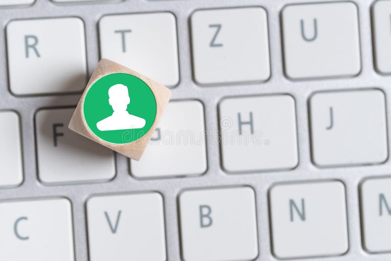 Cube with Person Symbol on Computer Keyboard Stock Photo - Image of ...