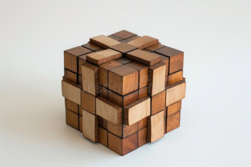 A Wooden Cube is Placed on a Plain White Surface, Creating a Simple and ...