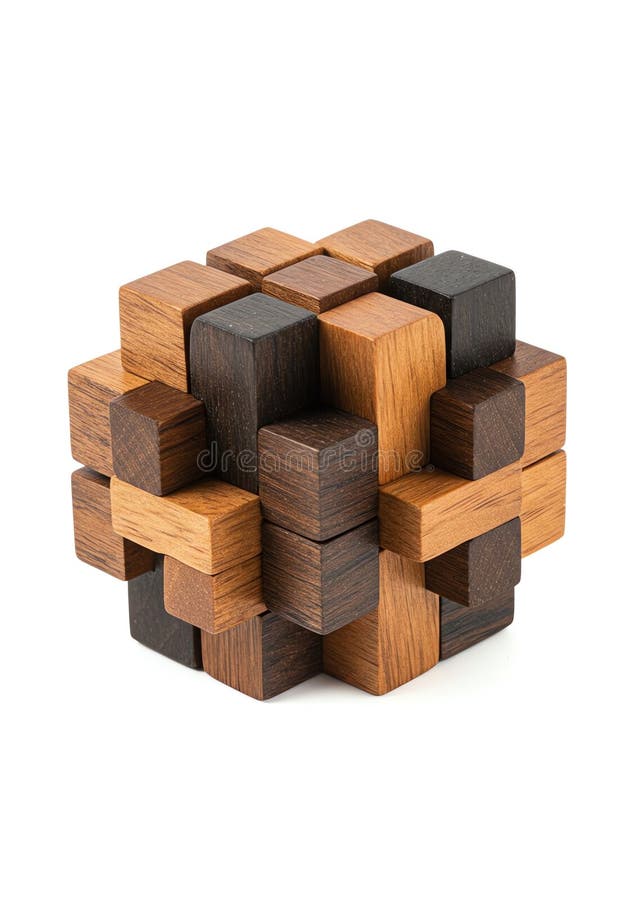 Wooden Cube Puzzle Abstract Interlocking Game Stock Illustration ...