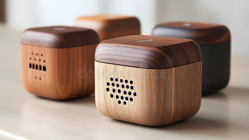 Wooden Cube Speakers stock illustration. Illustration of decor - 375095517