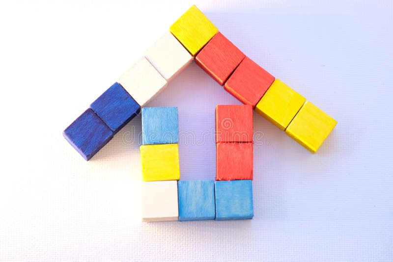 Wooden Cube Stacked in Graph Shape on White Background Stock Photo ...