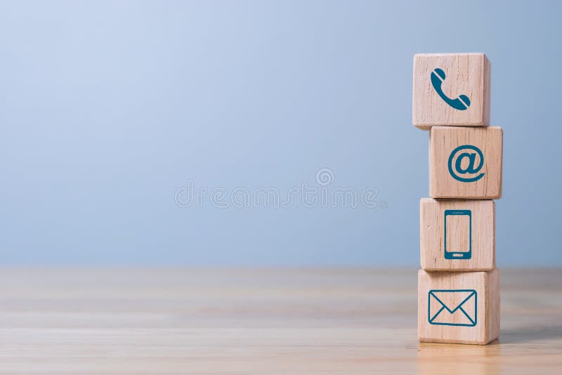 Wooden Cube with Telephone, Email, Address, Mobile. Four Basic Human ...