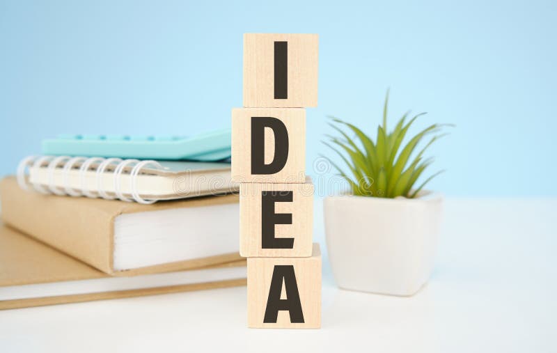 Wooden Cube with Text IDEA on a Wooden Stock Photo - Image of idea ...