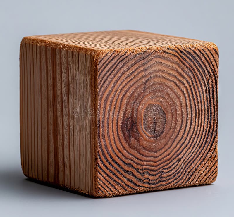 A Wooden Cube with a Tree Trunk Pattern on it Stock Image - Image of ...
