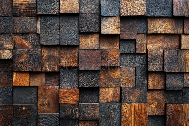 Wooden Cube Wall Art Dark Brown Tones Texture Background Stock ...
