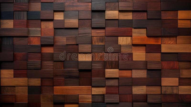 Wooden Cube Wall Surface Evokes Rustic Charm and Modern Style Stock ...