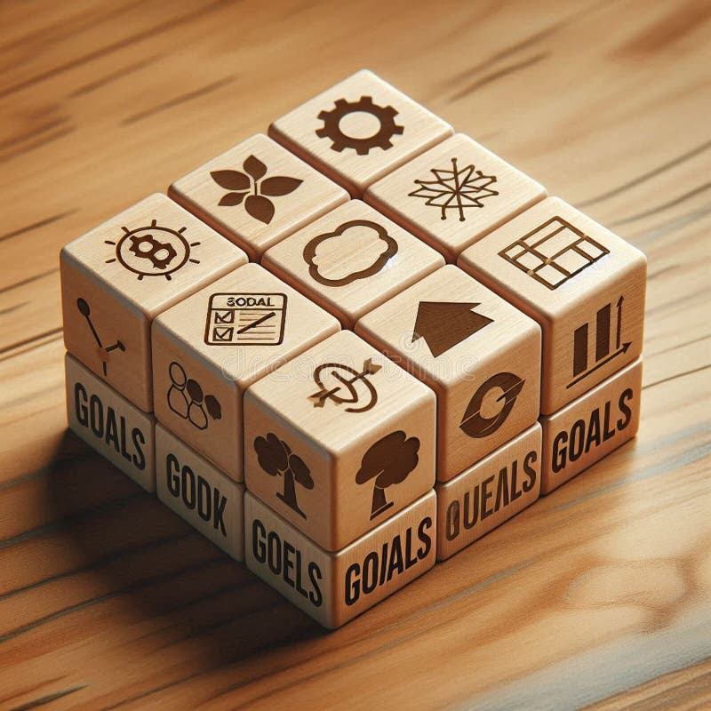 A Wooden Cube with the Word Goals on it Stock Illustration ...