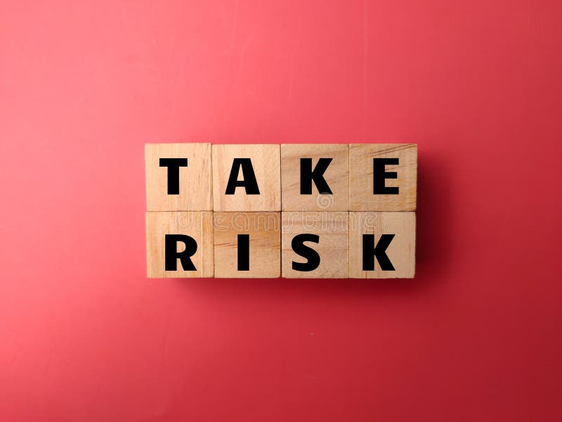 Wooden Cube with the Word TAKE RISK Stock Image - Image of goal ...