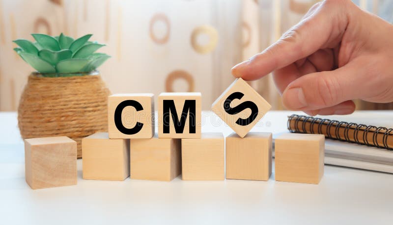 Wooden Cubes with the Abbreviation CMS Custom Management System Stock ...