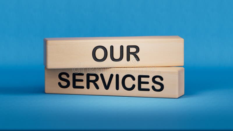 Wooden Cubes and a Wooden Block with the Text Our Services. Wooden Cube Blocks Stock ...